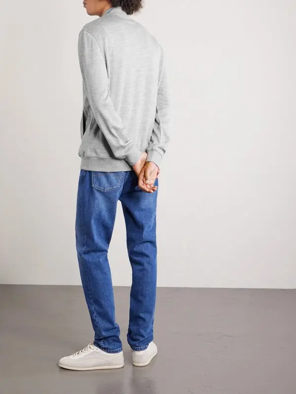 Brunello Cucinelli Cashmere-blend Zip-up Sweatshirt - Gray