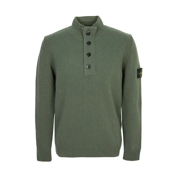 Stone Island Half Zip Up Knit Sweater - Khaki