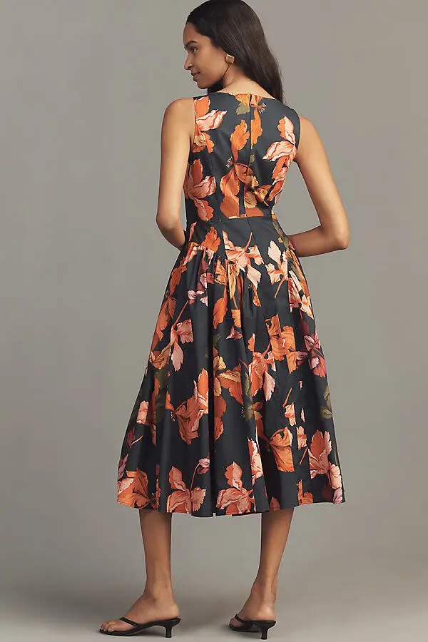 HUTCH A-line Poplin Midi Dress