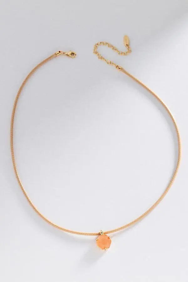 Anthropologie Corded Pendant Necklace - Cream