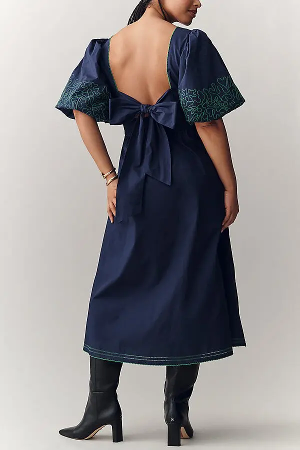 Anthropologie Puff-sleeve Midi Dress