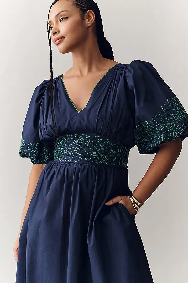 Anthropologie Puff-sleeve Midi Dress
