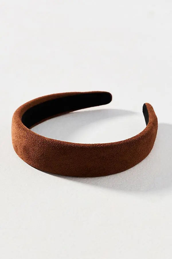Anthropologie Faux Suede Headband - Chocolate