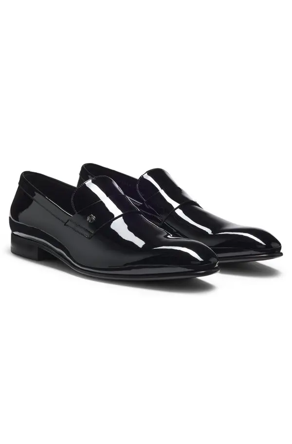 BOSS Penny Loafers In Patent Faux Leather - Black