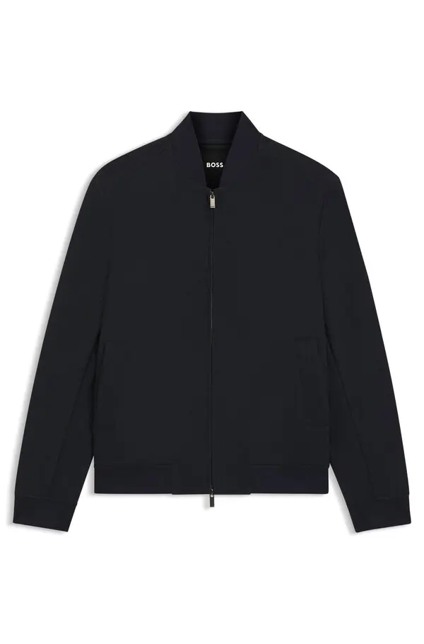 BOSS Slim-fit Jacket In Wrinkle-resistant Fabric - Dark Blue