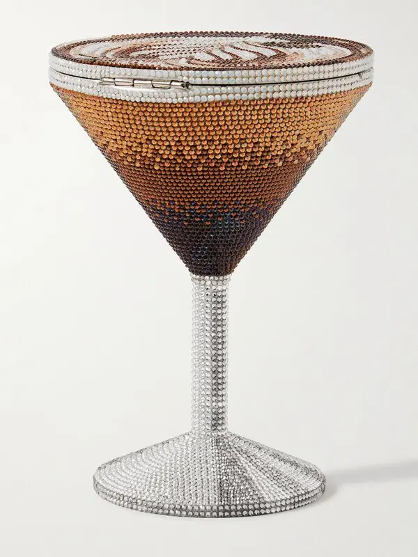 Judith Leiber Martini Espresso Crystal-embellished Clutch