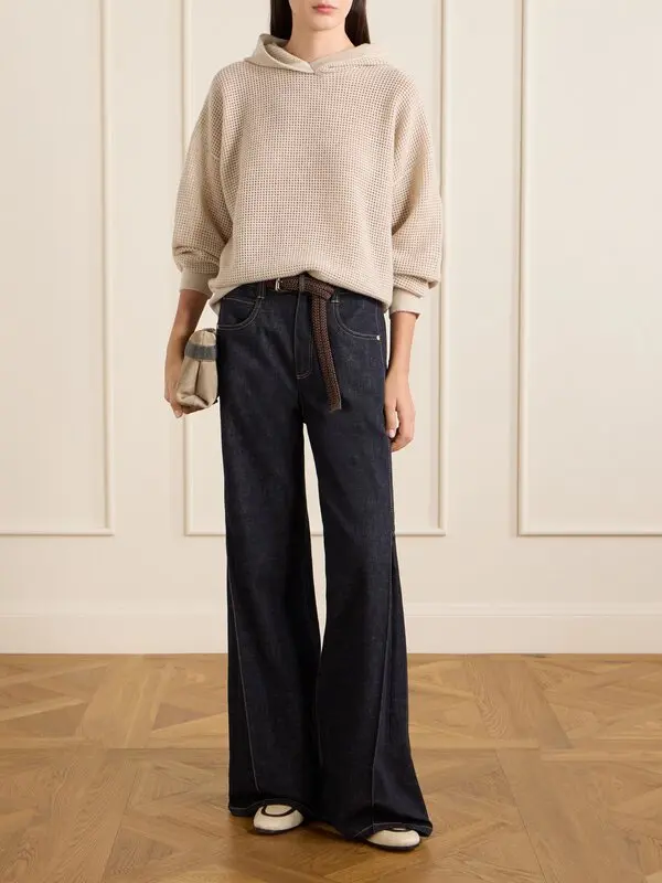Brunello Cucinelli Leather-trimmed Raffia Penny Loafers