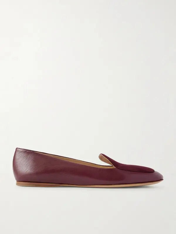 Gabriela Hearst Aveda' Suede-trimmed Leather Loafers - Burgundy