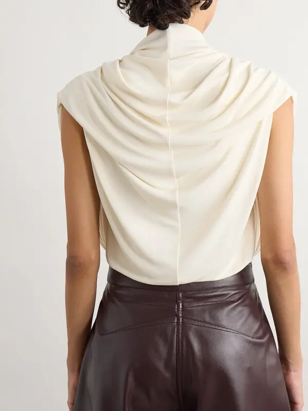 Alaïa Hooded Draped Jersey Bodysuit