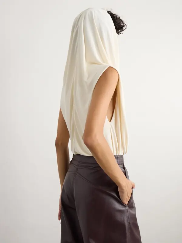 Alaïa Hooded Draped Jersey Bodysuit