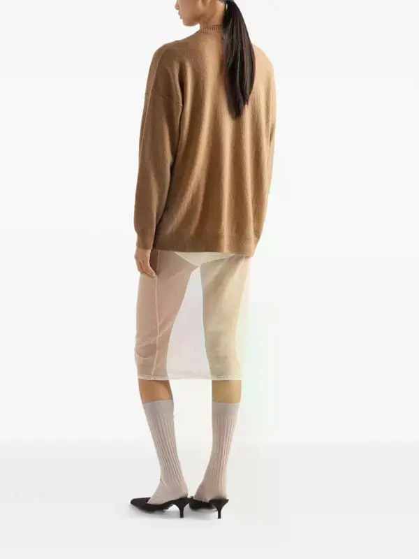 Prada Cotton Tulle Midi Skirt - Neutrals