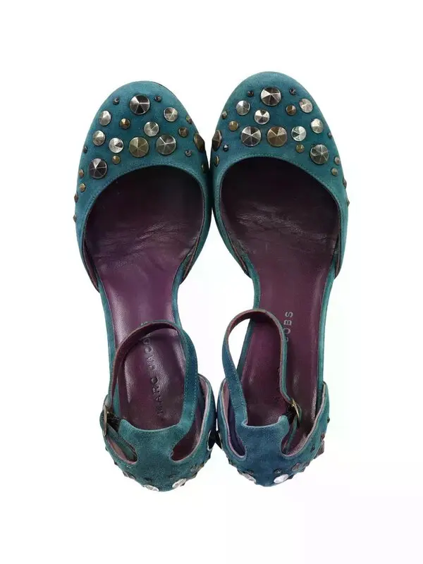 Marc Jacobs Turquoise Suede Studded Ankle Strap Pumps