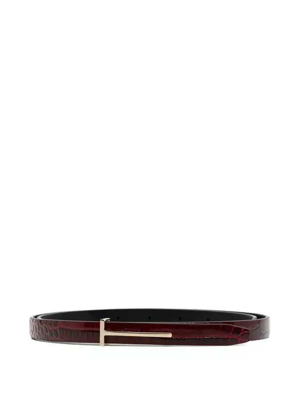 TOM FORD Croc-effect Buckle Belt - Red