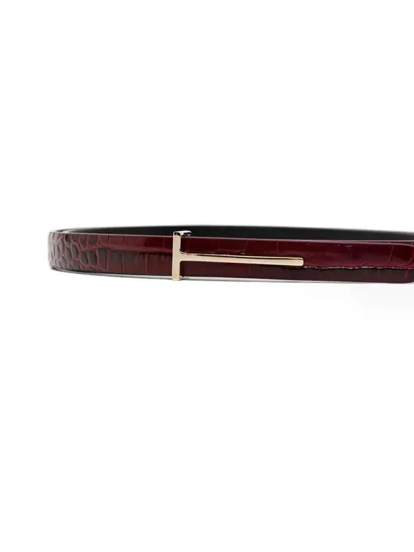 TOM FORD Croc-effect Buckle Belt - Red