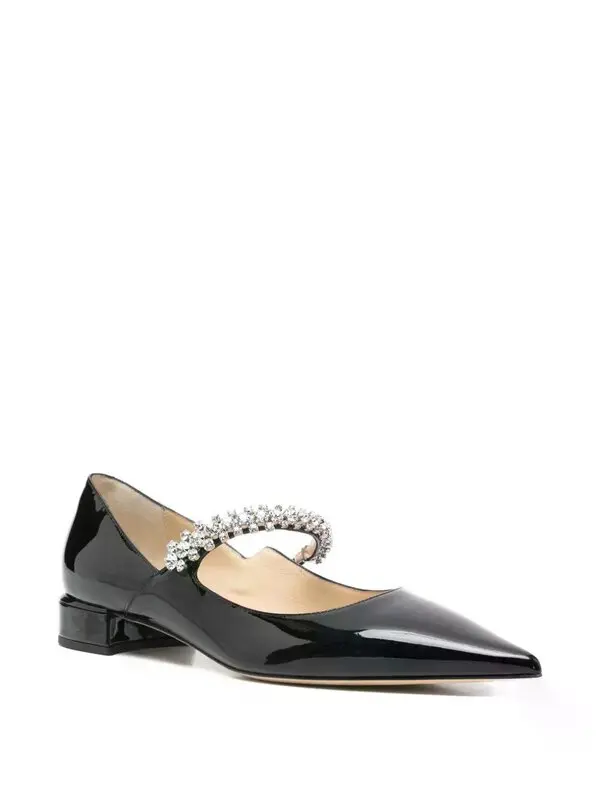 JIMMY CHOO Bing Crystal-embellished Flat Pumps - Black