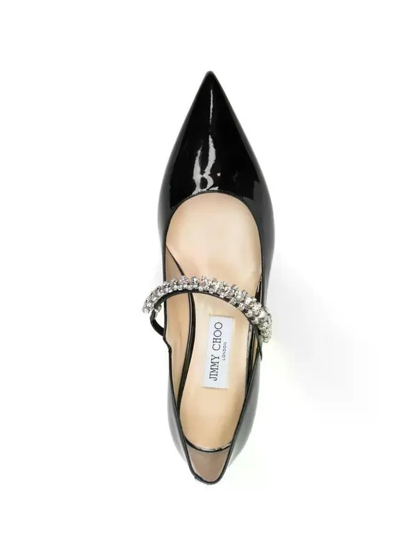 JIMMY CHOO Bing Crystal-embellished Flat Pumps - Black