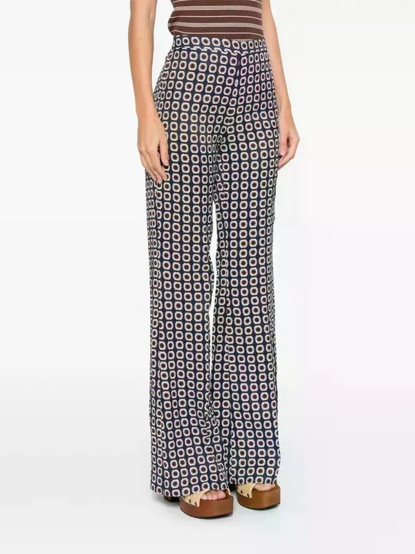 Sandro Floral-print Flowy Wide-leg Trousers
