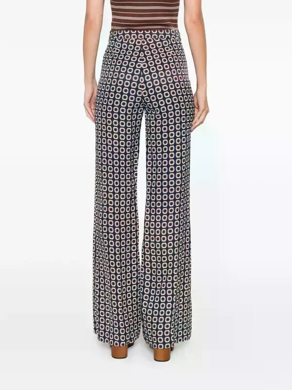 Sandro Floral-print Flowy Wide-leg Trousers