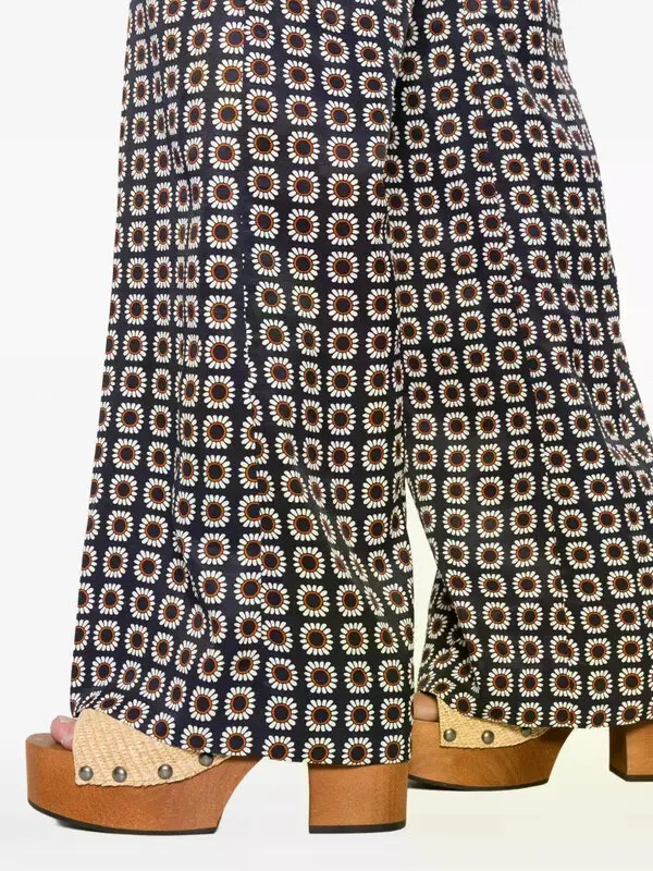 Sandro Floral-print Flowy Wide-leg Trousers