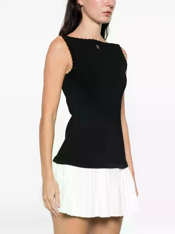 Sandro Two-tone Ruffled Boat Neck Mini Dress