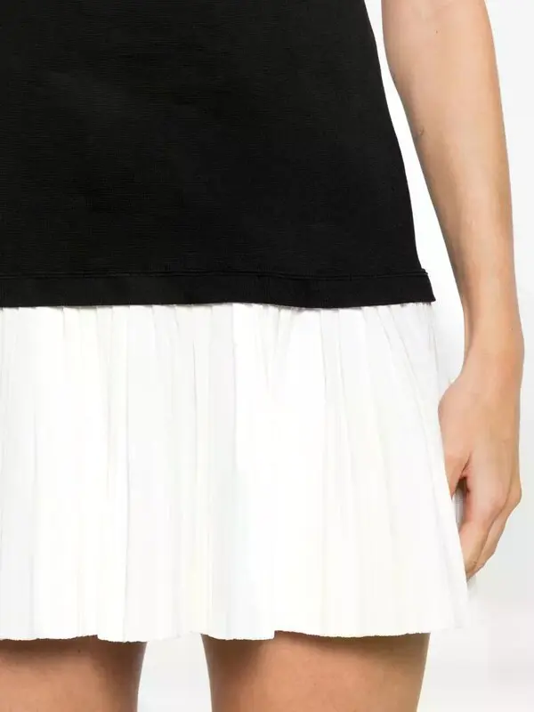 Sandro Two-tone Ruffled Boat Neck Mini Dress