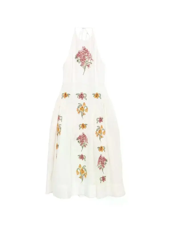 Agua Bendita Balsa Cordillera Halterneck Midi Dress - Neutrals