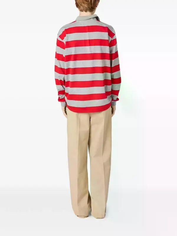 Miu Miu Striped Long-sleeve Polo Shirt - Red