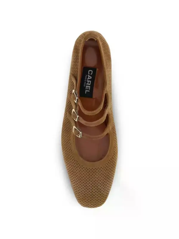 CAREL Triple-strap Perforated Pumps - Brown
