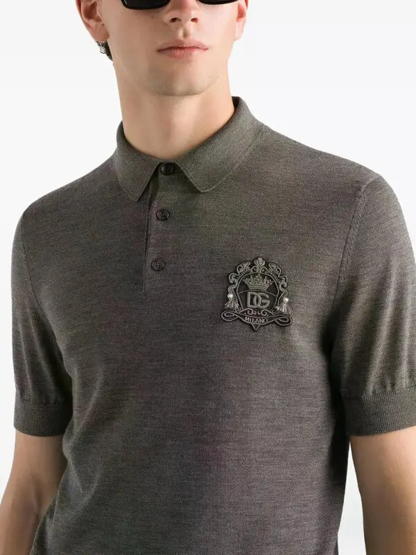 Dolce & Gabbana Appliqué Short-sleeve Polo Shirt - Grey
