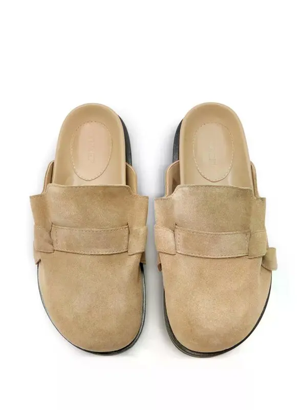 Yuzefi Suede Knotted Flat Sole Mules - Neutrals