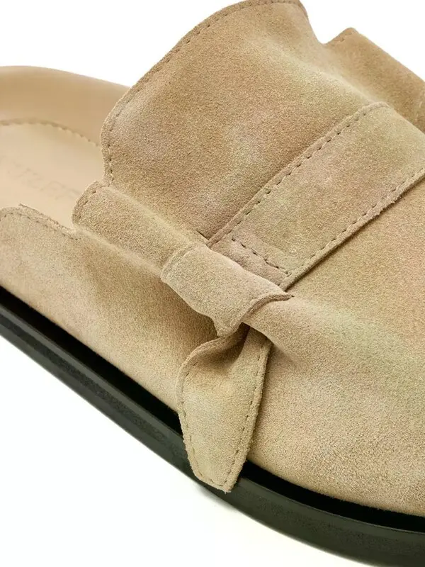 Yuzefi Suede Knotted Flat Sole Mules - Neutrals
