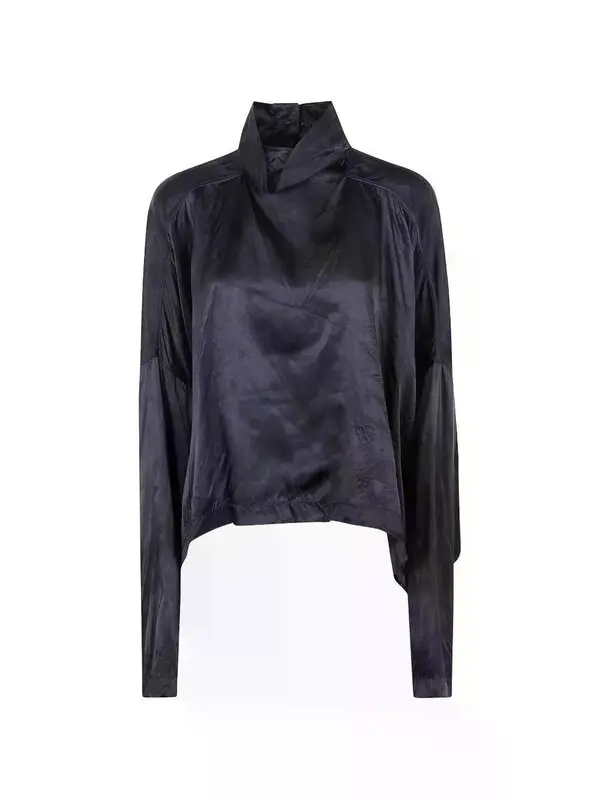 Rick Owens Funnel-neck Long-sleeve Blouse - Black