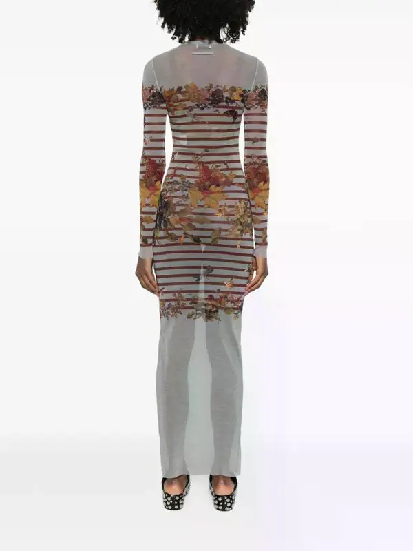 JEAN PAUL GAULTIER Striped Printed Maxi Dress - Grey