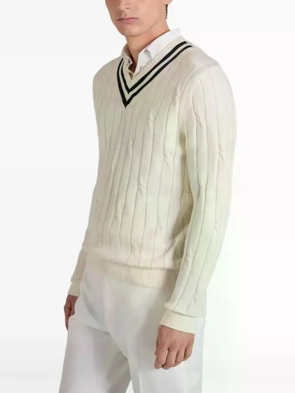 ZANONE Cable-knit V-neck Long-sleeve Sweater
