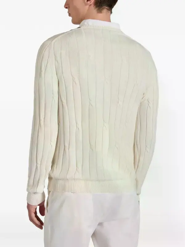 ZANONE Cable-knit V-neck Long-sleeve Sweater