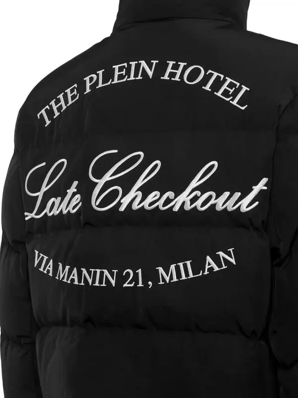 Philipp Plein Late Checkout" Puffer Jacket With Embroidered Back Detail - Black