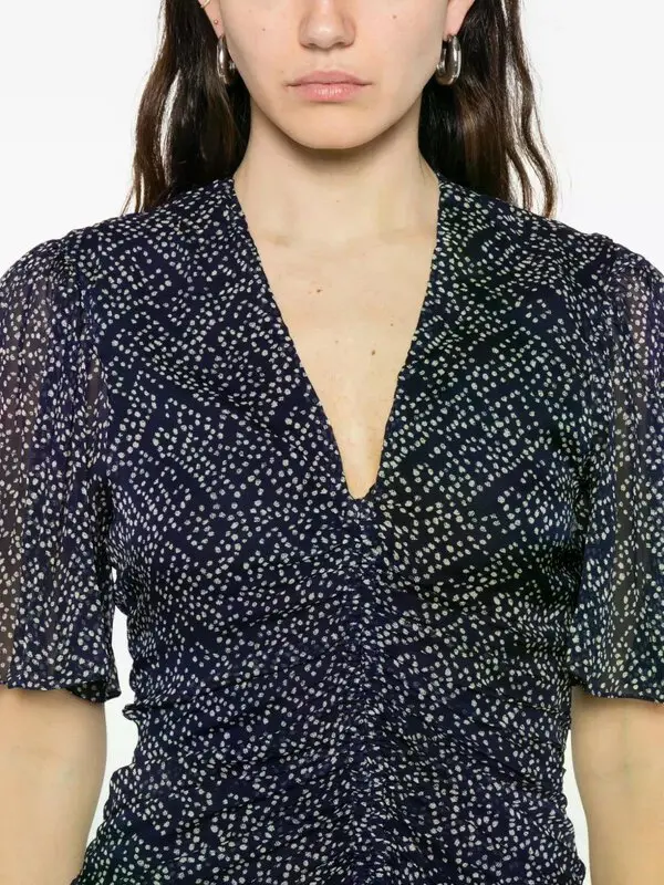 MARANT ETOILE Vivienne Printed V-neck Mini Dress
