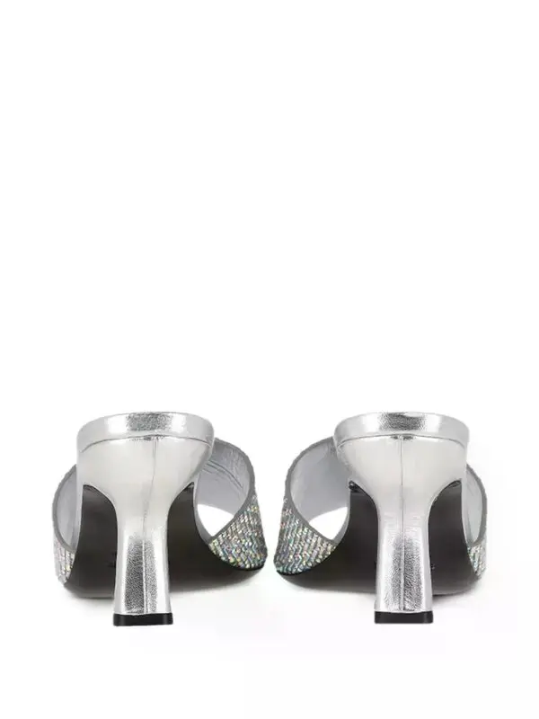 By Far Crystal-embellished Square-toe Mules