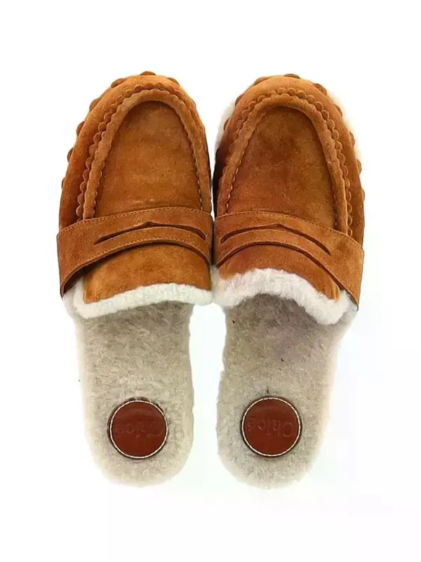Chloé Joy Shearling-lined Suede Mules