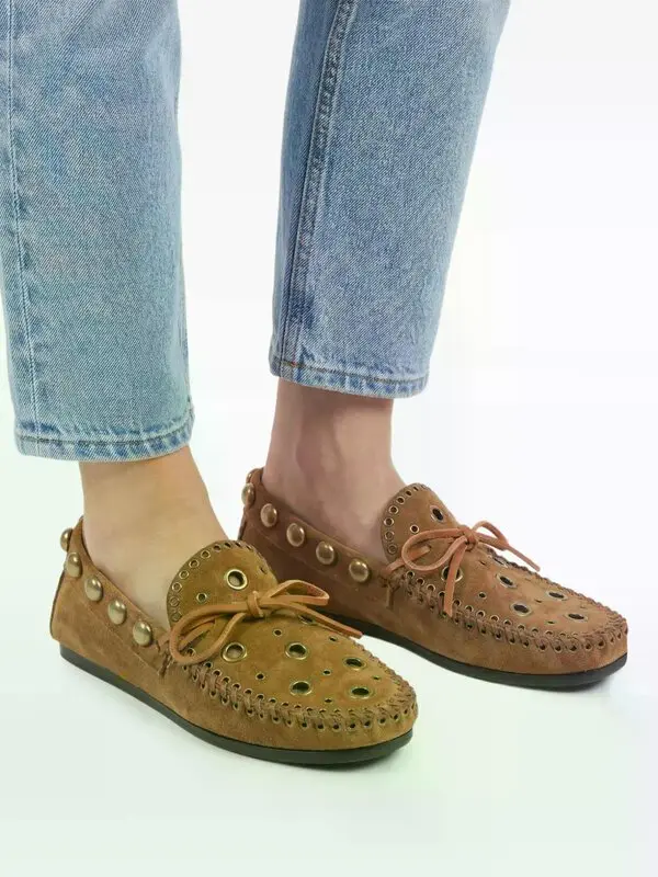 Isabel Marant Étoile Fitza Eyelet Studded Loafers - Brown