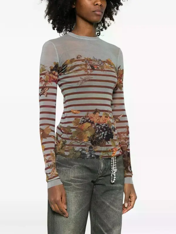 JEAN PAUL GAULTIER Marinière Striped Grape-print Top