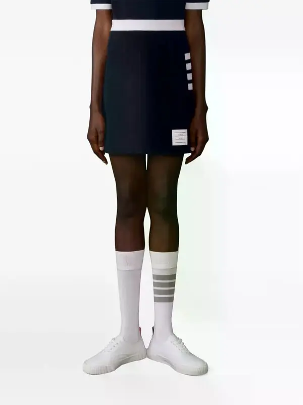 Thom Browne Textured Piqué 4-bar Pleat Mini Skirt