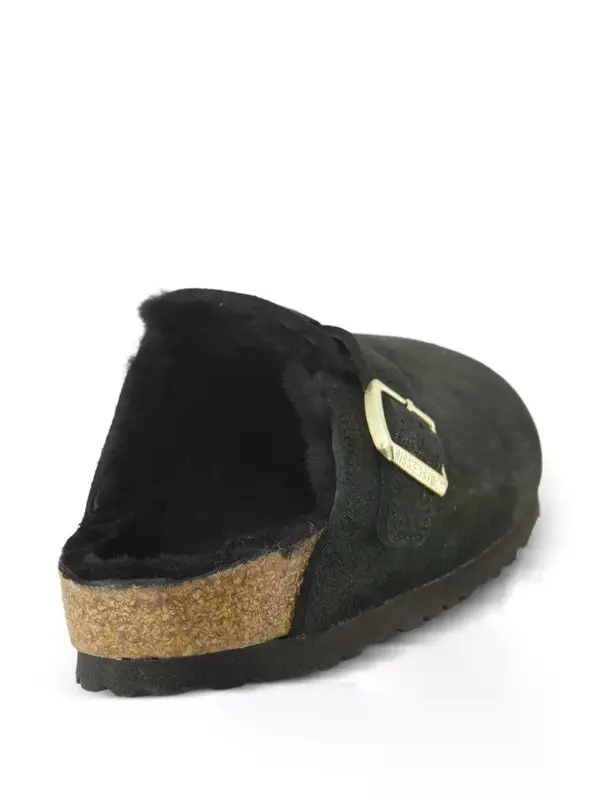 BIRKENSTOCK Boston Shimmering Buckle Mules - Black