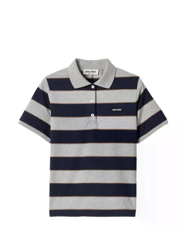 Miu Miu Striped Jersey Polo Shirt
