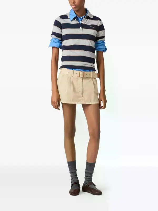Miu Miu Striped Jersey Polo Shirt