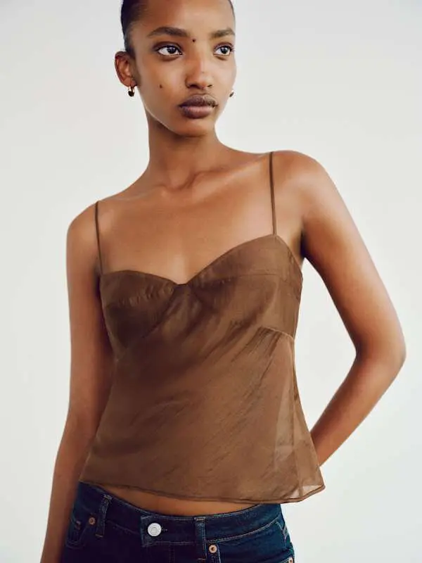 REFORMATION Alouette Sleeveless Top - Brown