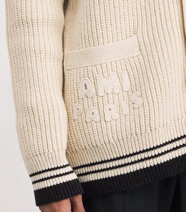 Ami Wool Ribbed Cardigan