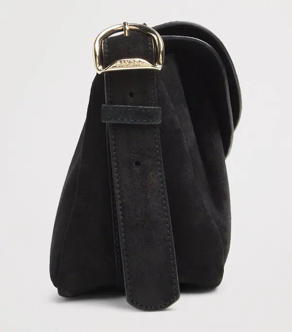 Sandro Le Mambo Suede Shoulder Bag - Black