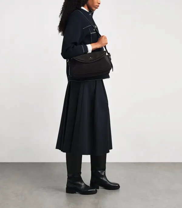 Sandro Le Mambo Suede Shoulder Bag - Black