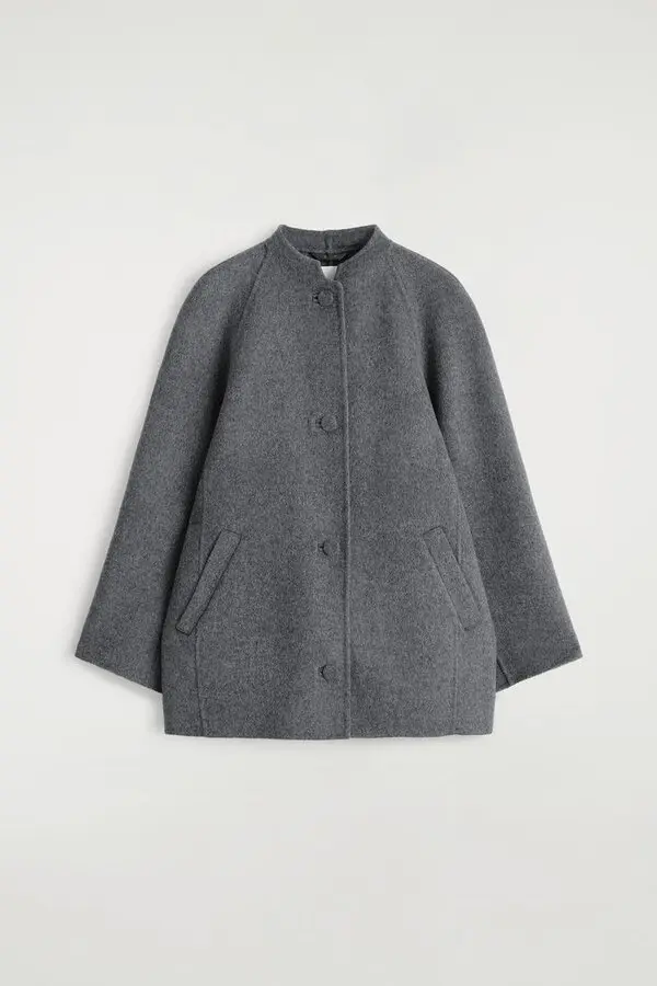 Cos Rounded Double-faced Wool Jacket - Gray